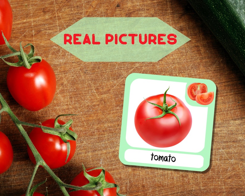 Fruits and Vegetables real Photo Flashcards Inside and - Etsy