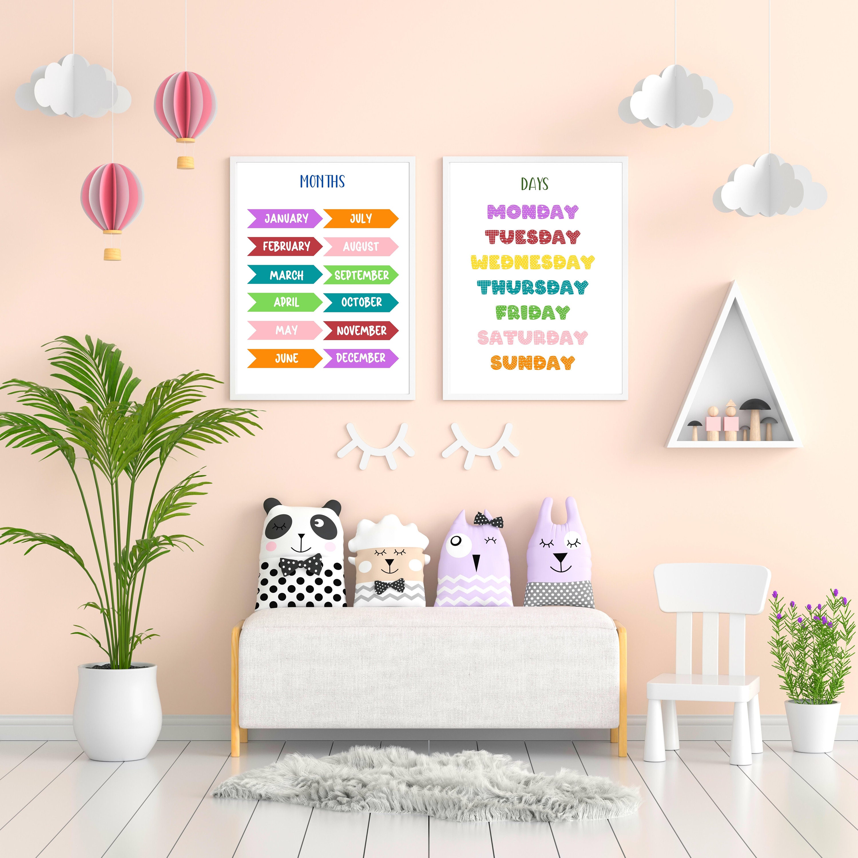 Set of Educational Posters for Kids Room, Classroom Playroom Wall Art ...