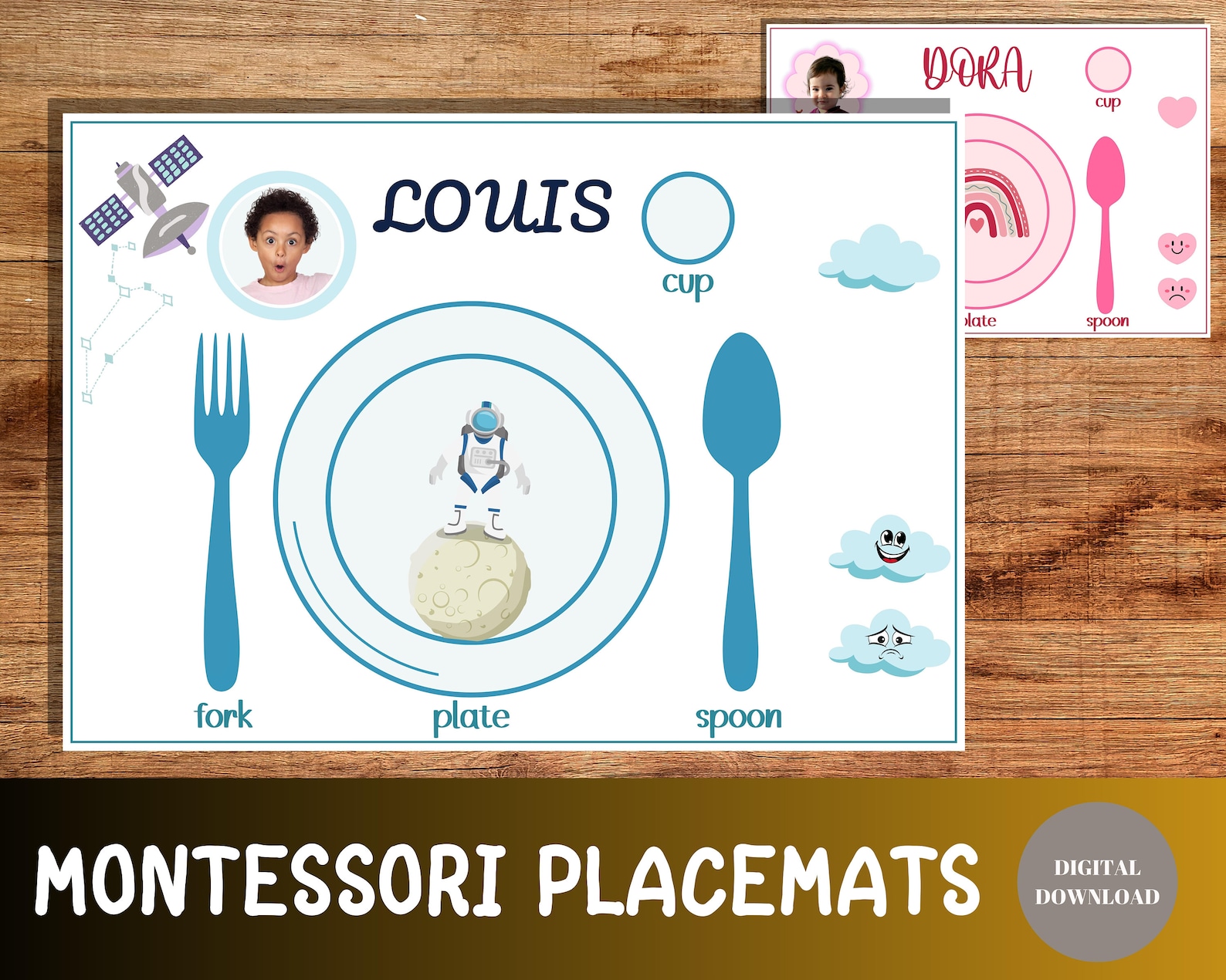 Personalized Printable Montessori Placemat for Kids, Preschool ...