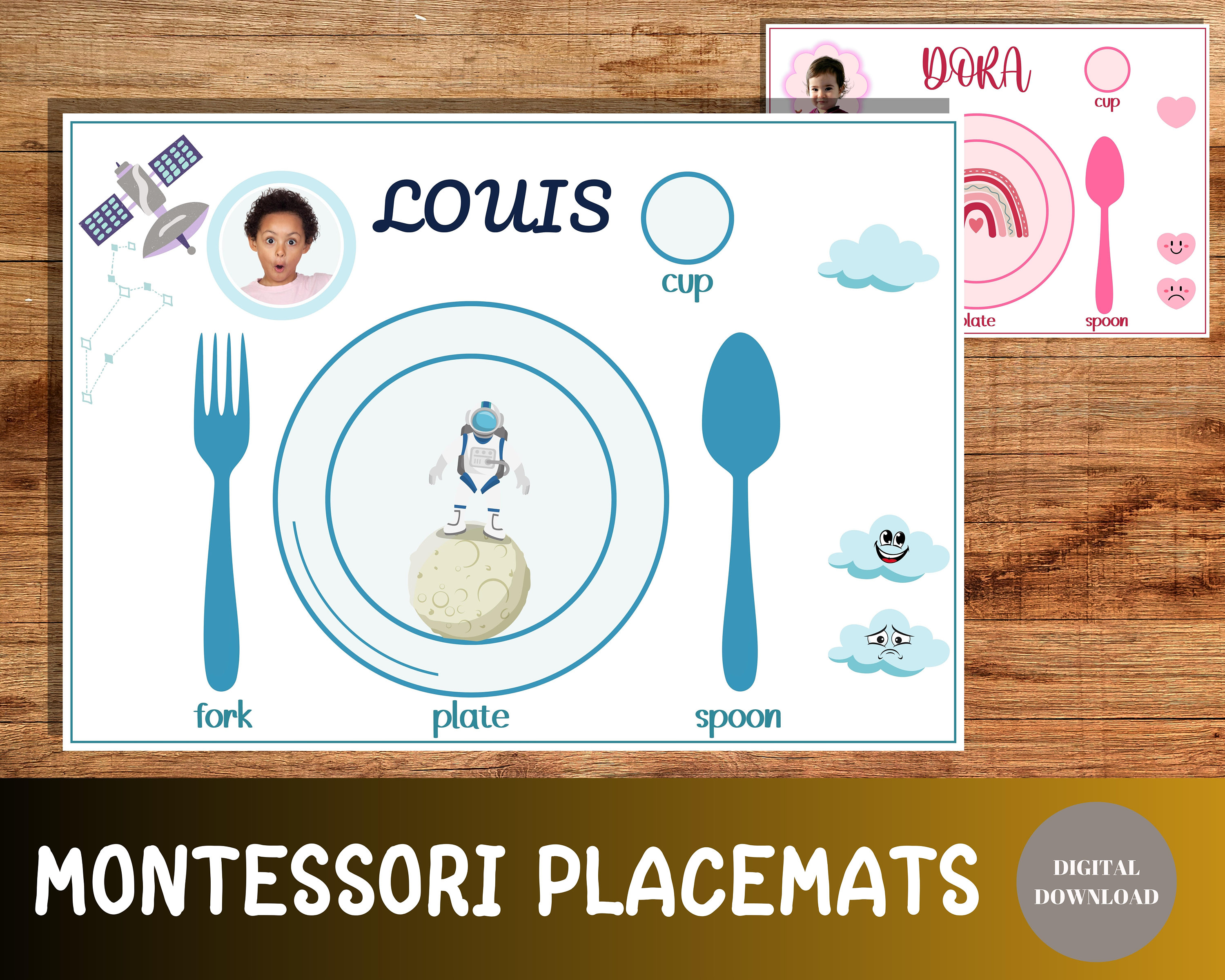 Personalized Printable Montessori Placemat for Kids, Preschool ...