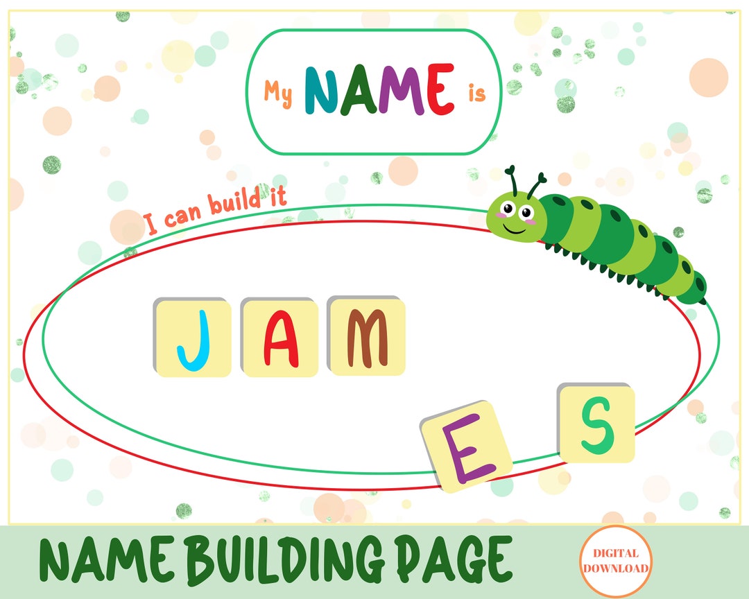 Name Building Activity Page for Kids, Busy Book Page for Preschoolers ...
