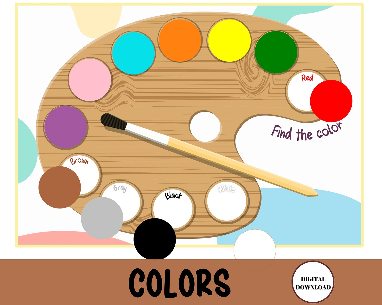Palette Colors Matching Printable for Kids, Busy Book Page for ...