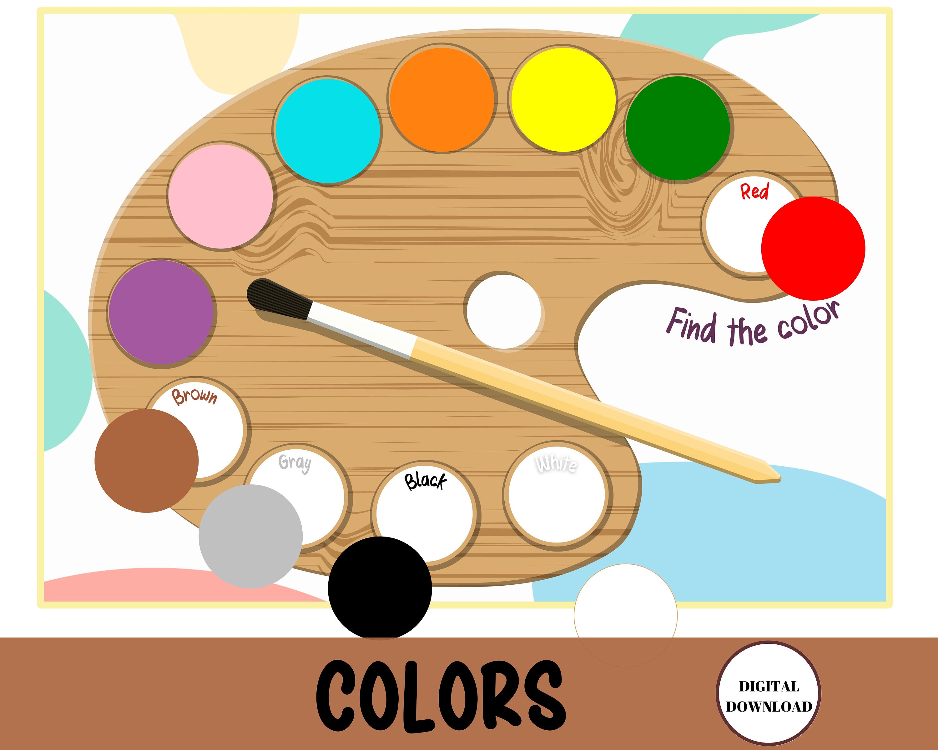 Palette Colors Matching Printable for Kids, Busy Book Page for ...