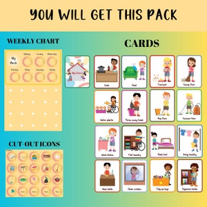 Kids Responsibility-chore Cards and Chart, Preschool Daily Chores ...