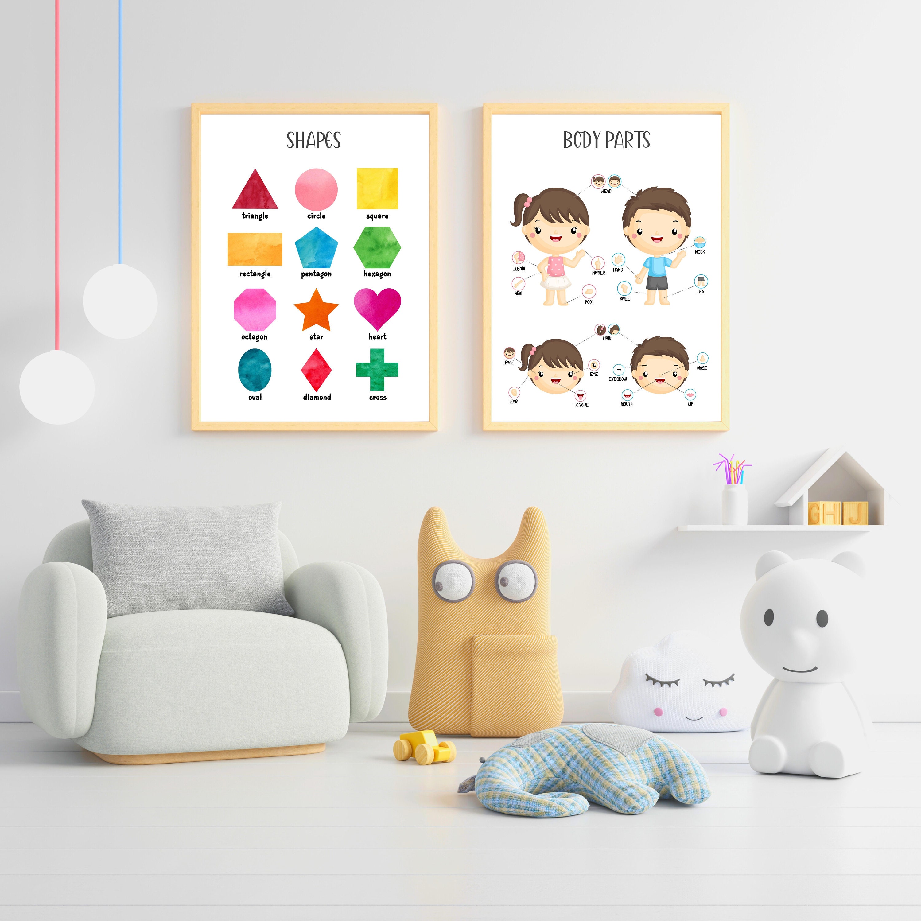 Set of Educational Posters for Kids Room, Classroom Playroom Wall Art ...