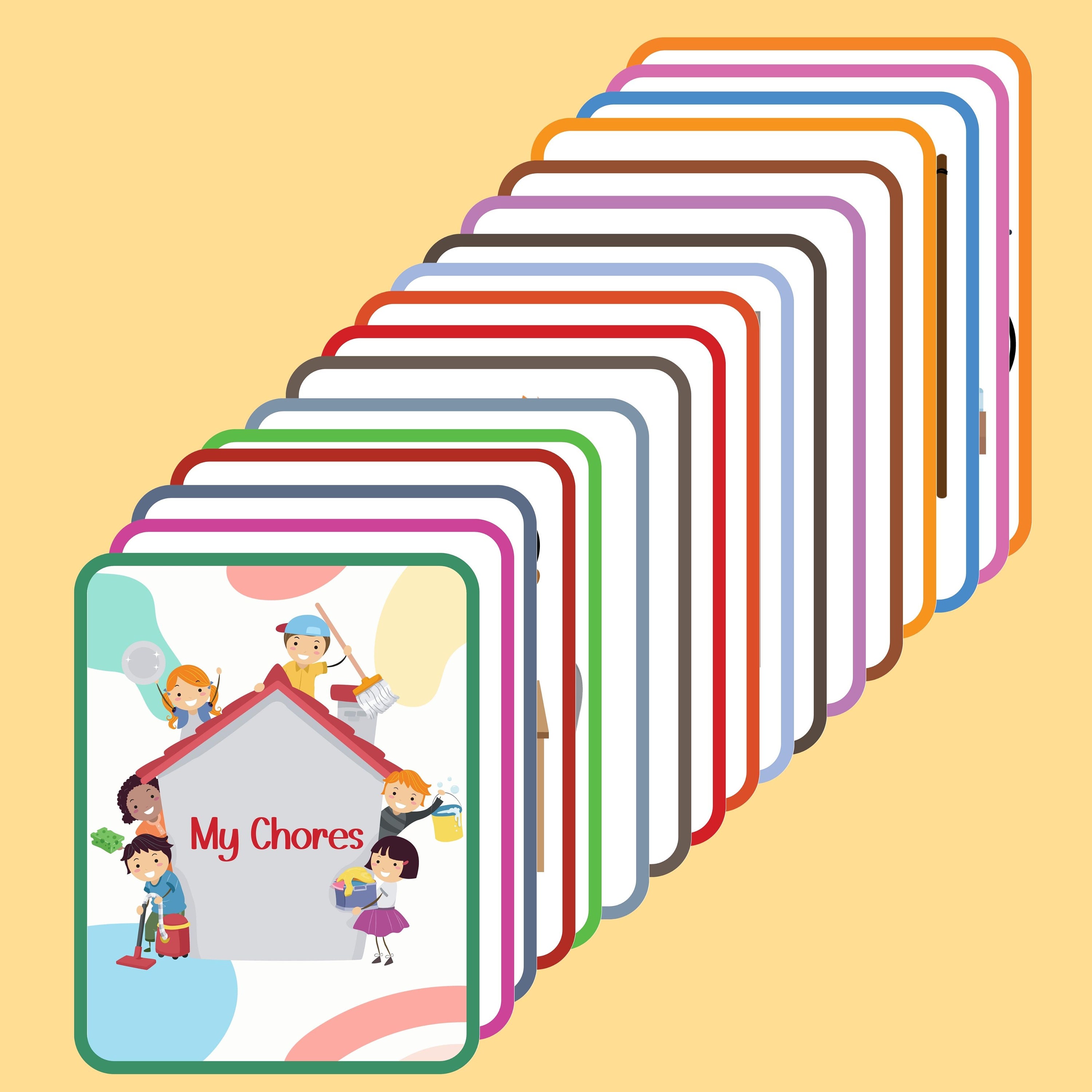 Kids Responsibility-chore Cards and Chart, Preschool Daily Chores ...