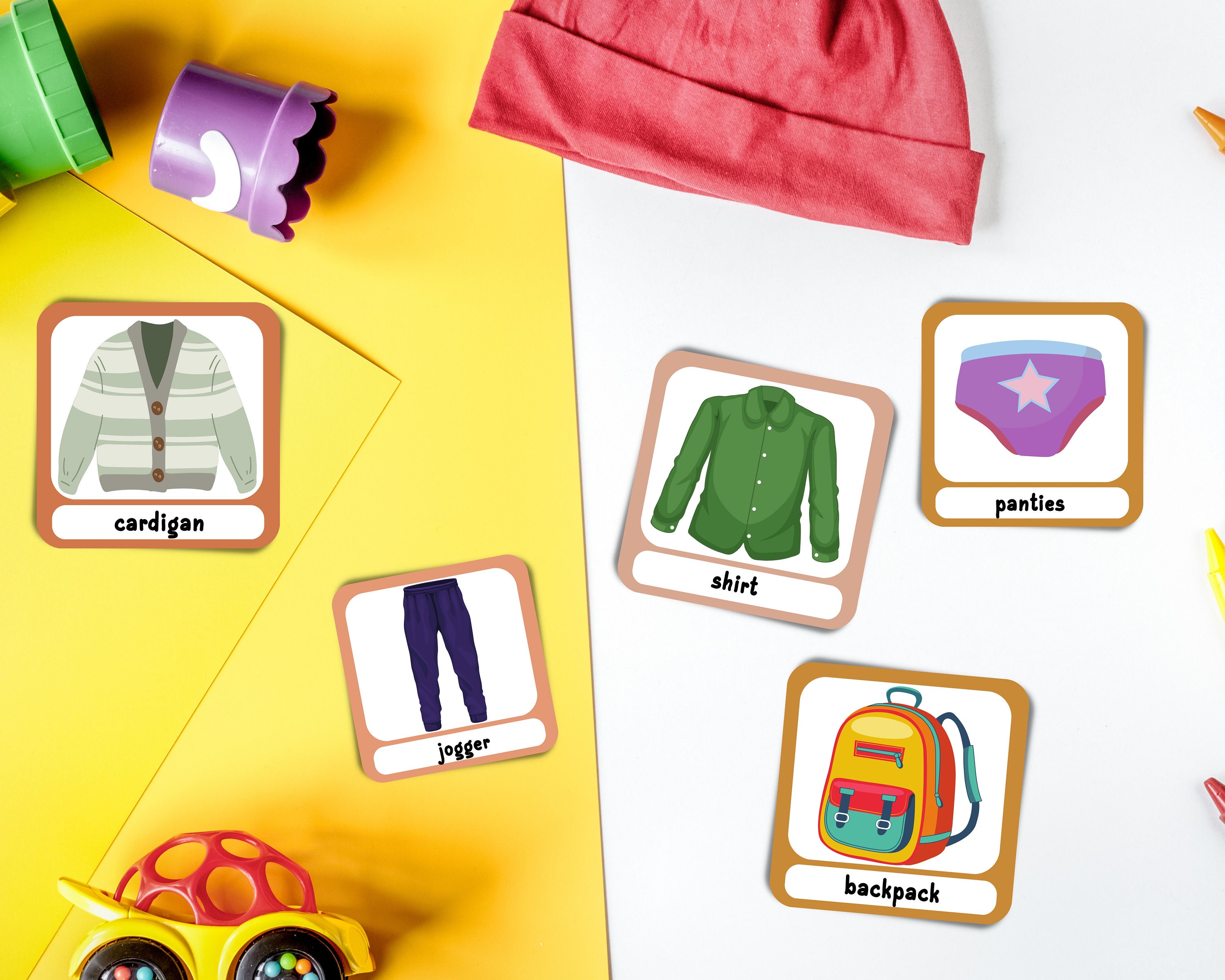 Clothes and Accessories Printable Flashcards/drawer Labels for Kids ...