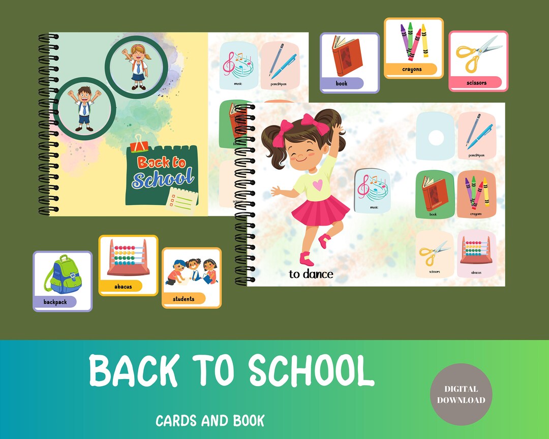 Back to School Bundle for Kids, School Supplies Flashcards for Toddlers ...