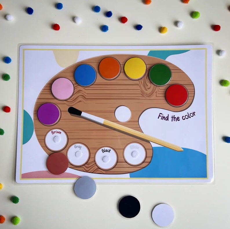 Palette Colors Matching Printable for Kids, Busy Book Page for ...