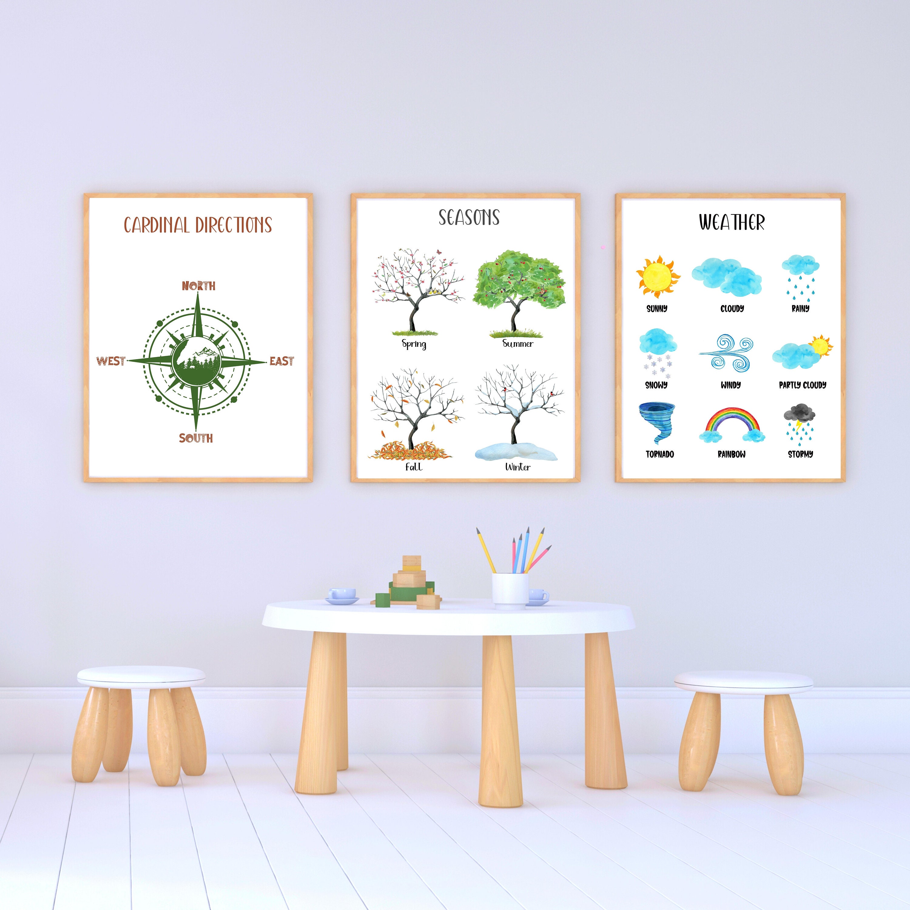 Set of Educational Posters for Kids Room, Classroom Playroom Wall Art ...