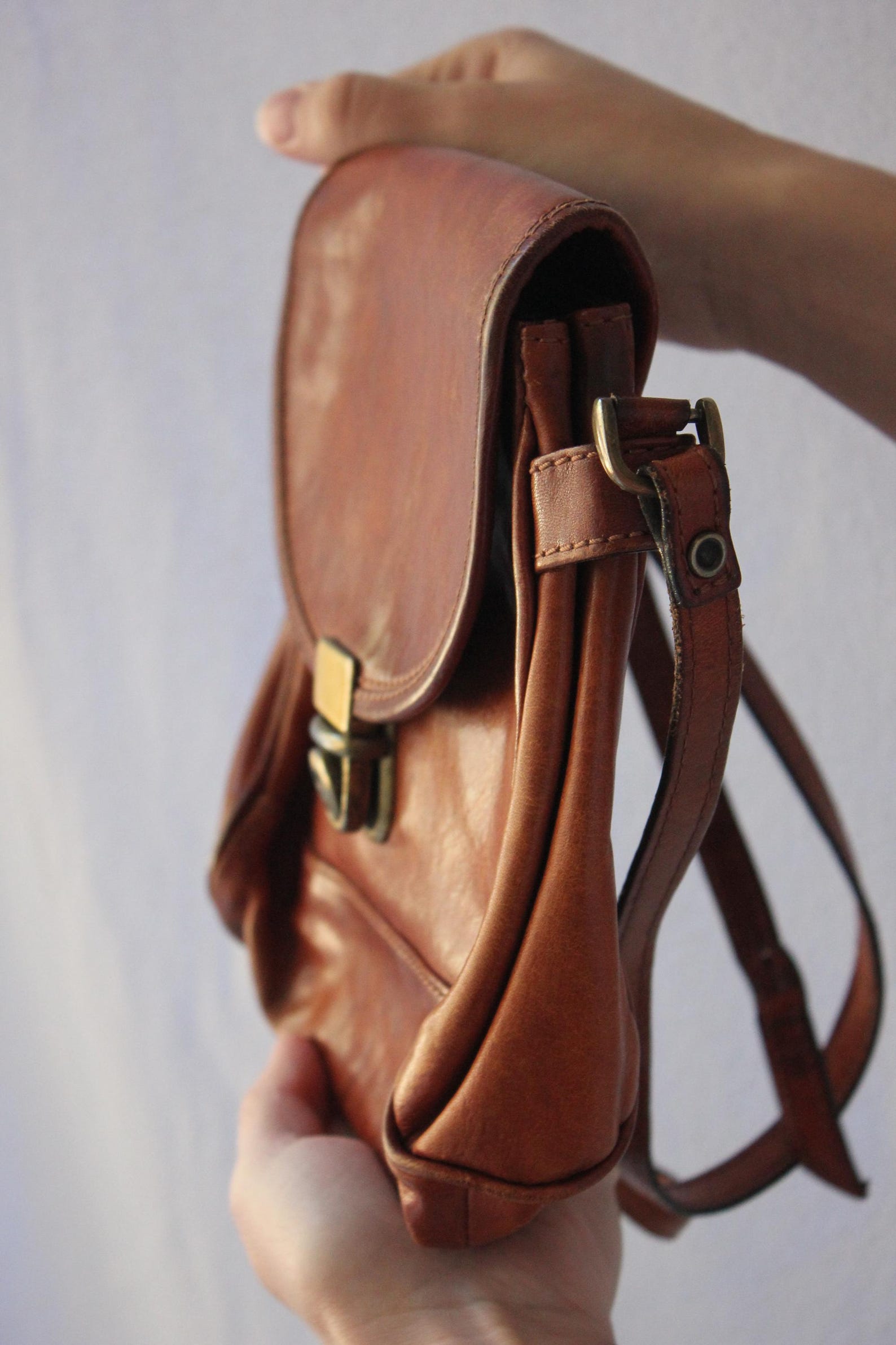 Vintage Mini Leather Bag in Brown, Vintage 70s - Etsy