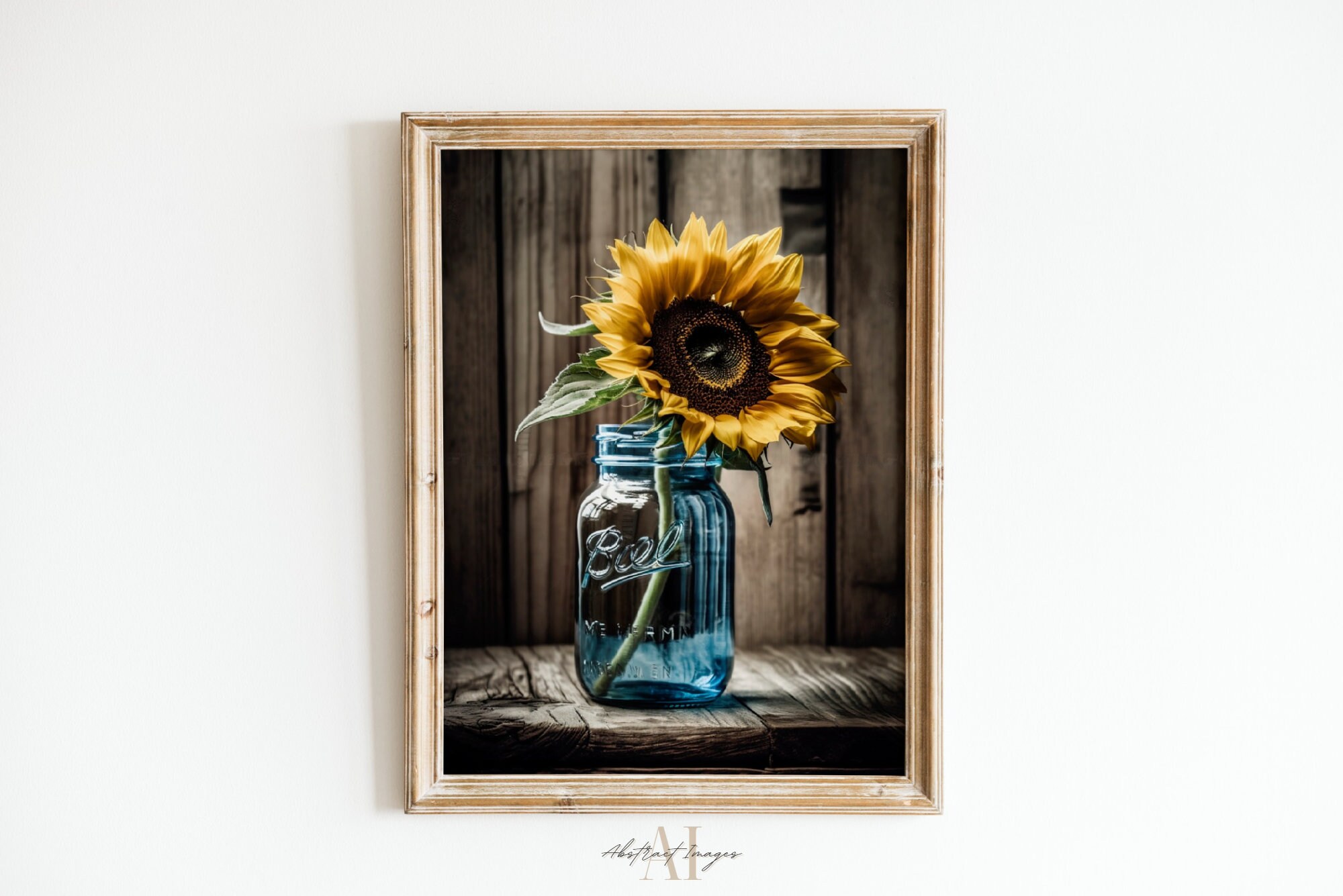 Flower Filled Mason Jar Ball Jar Printable Wall Art Digital Download ...