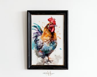 Chicken Watercolor Painting Digital Download Print - Etsy