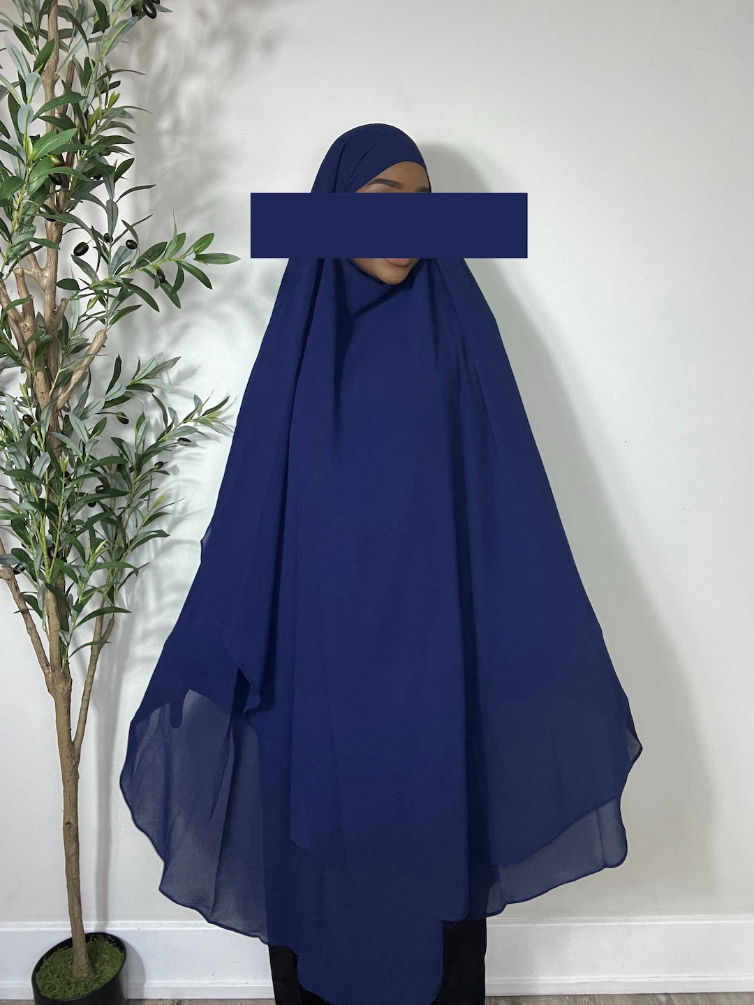 Extra Long Two Layers Chiffon Khimar- Navy - Etsy