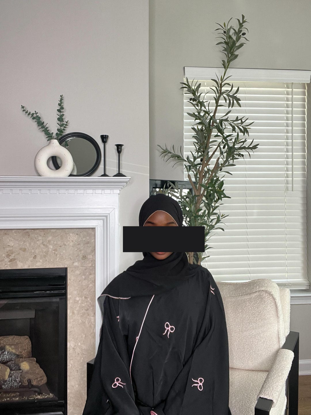 Layan Embroidered Open Abaya With Matching Hijab- Pink Bows - Etsy