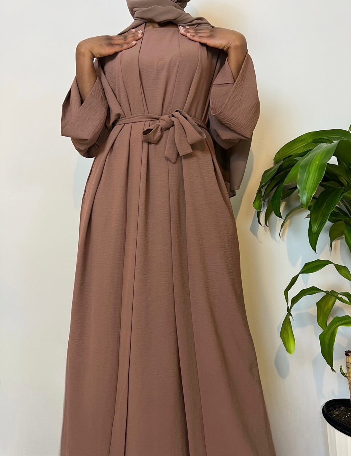 Hawa 2 Piece Abaya Set - Brown - Etsy