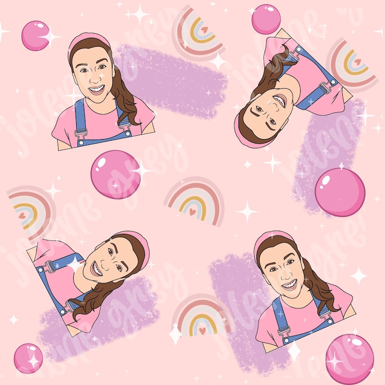 Ms. Rachel Bubblegum and Rainbows Seamless File PNG Super - Etsy