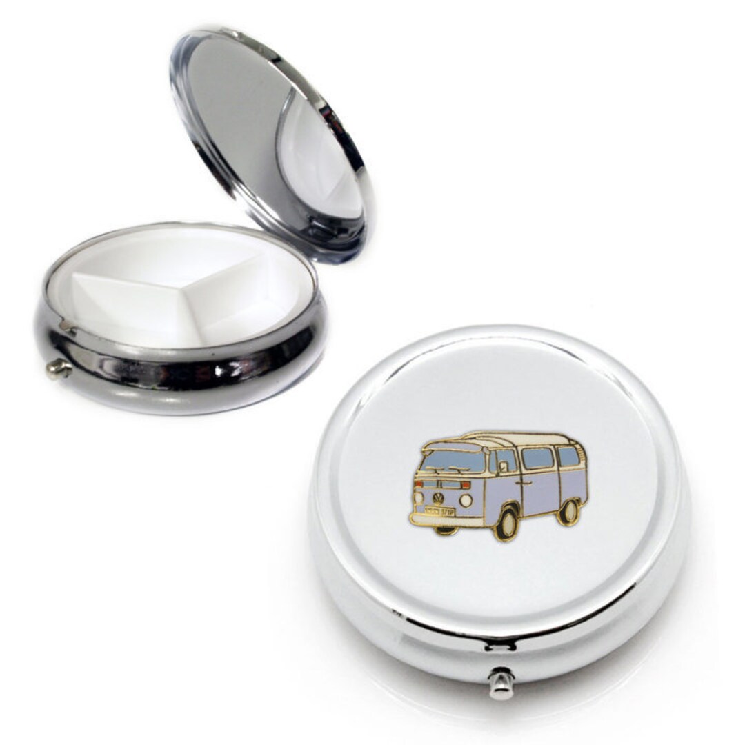 Camper Van Silver Round Pill Box - Etsy