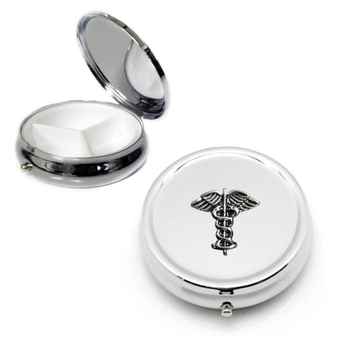 Caduceus Medical Symbol Silver Round Pill Box - Etsy