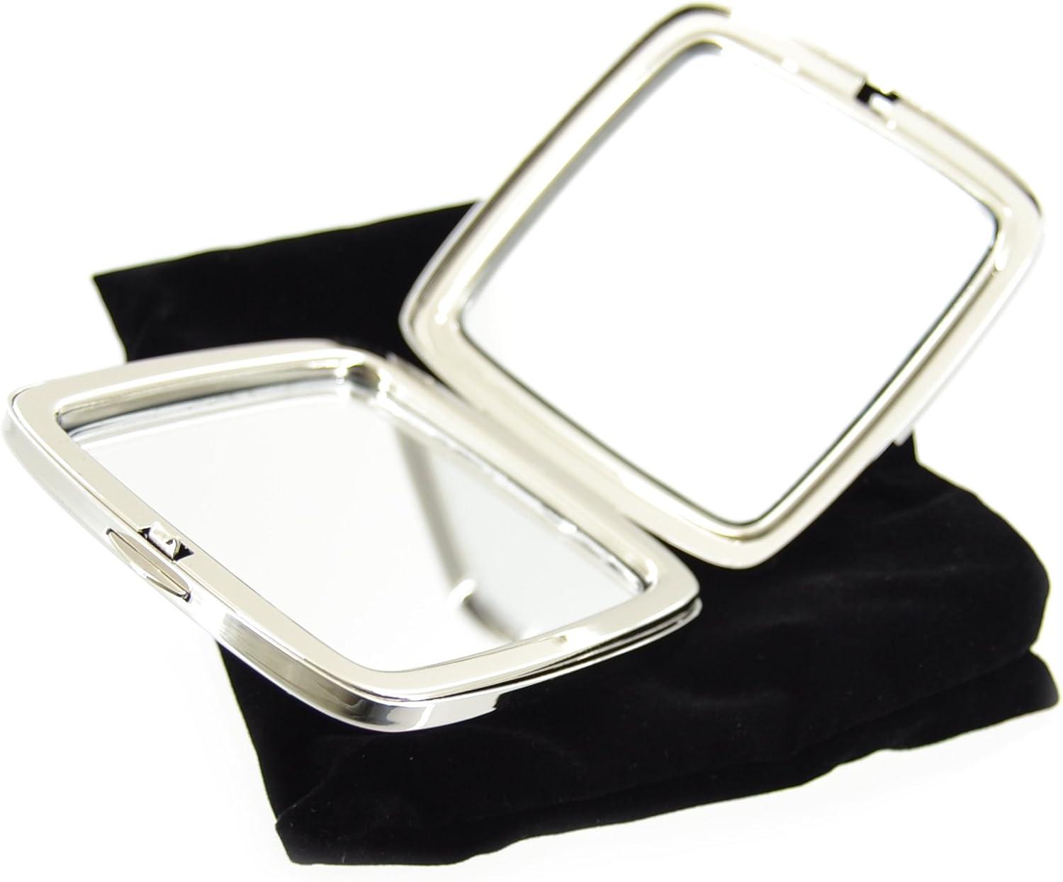 Especially for You 7cm Silver Plated Square Compact Mirror With Black ...