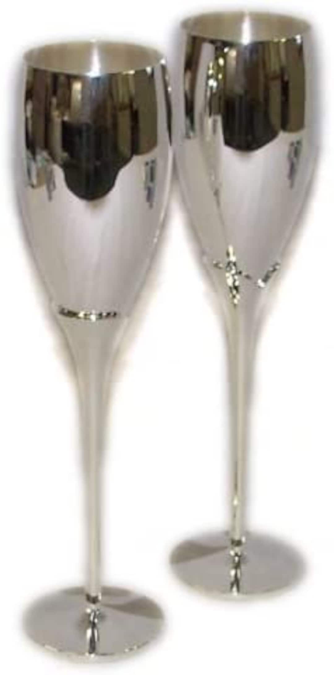 Pair of Silver Plated Champagne Flutes - Knight Brand - Etsy