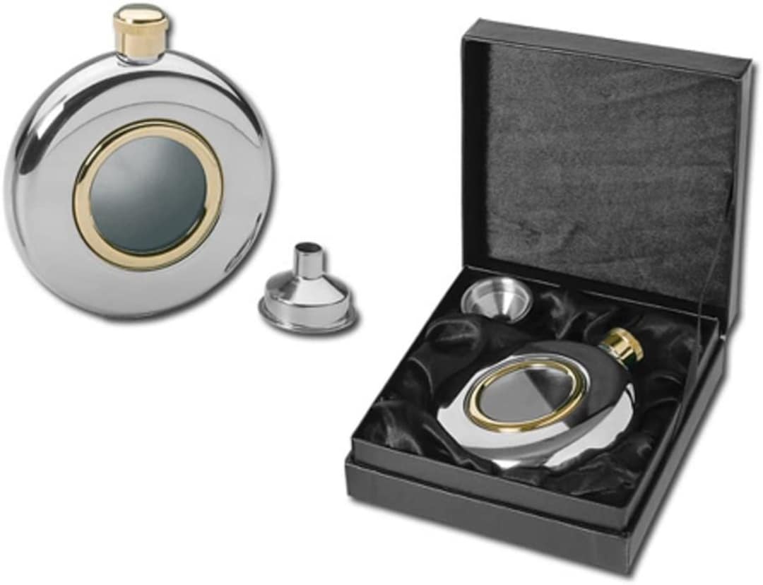 Round 5oz Hip Flask With Window Funnel Option to Personalise - Etsy