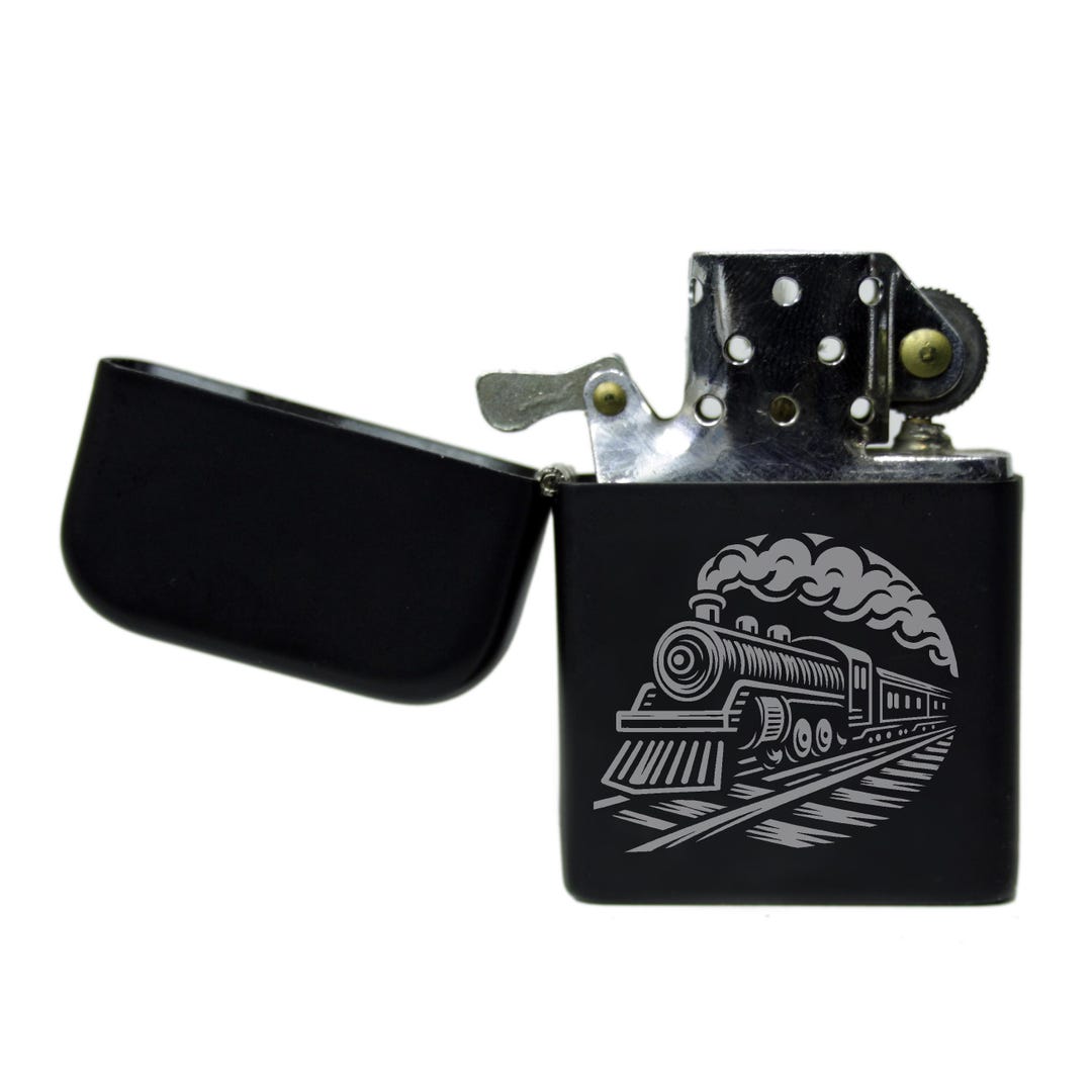 Train Laser Engraved Image Stormproof Petrol Lighter With Option to ...