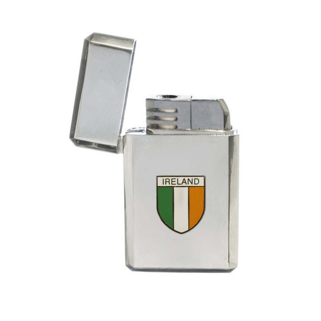 Irish Tricolour Stormproof Gas Lighter Polished Chrome With Option to ...