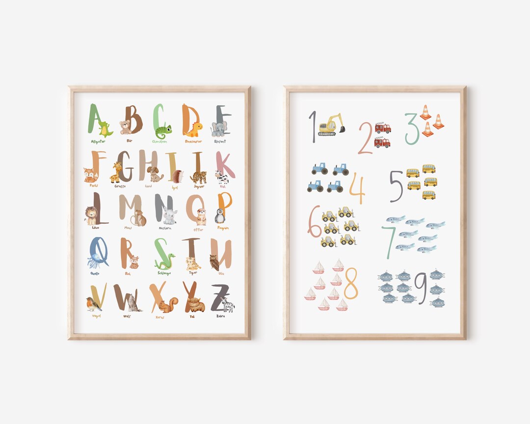 ABC and Numbers Poster: Montessori Nursery Decor - Etsy