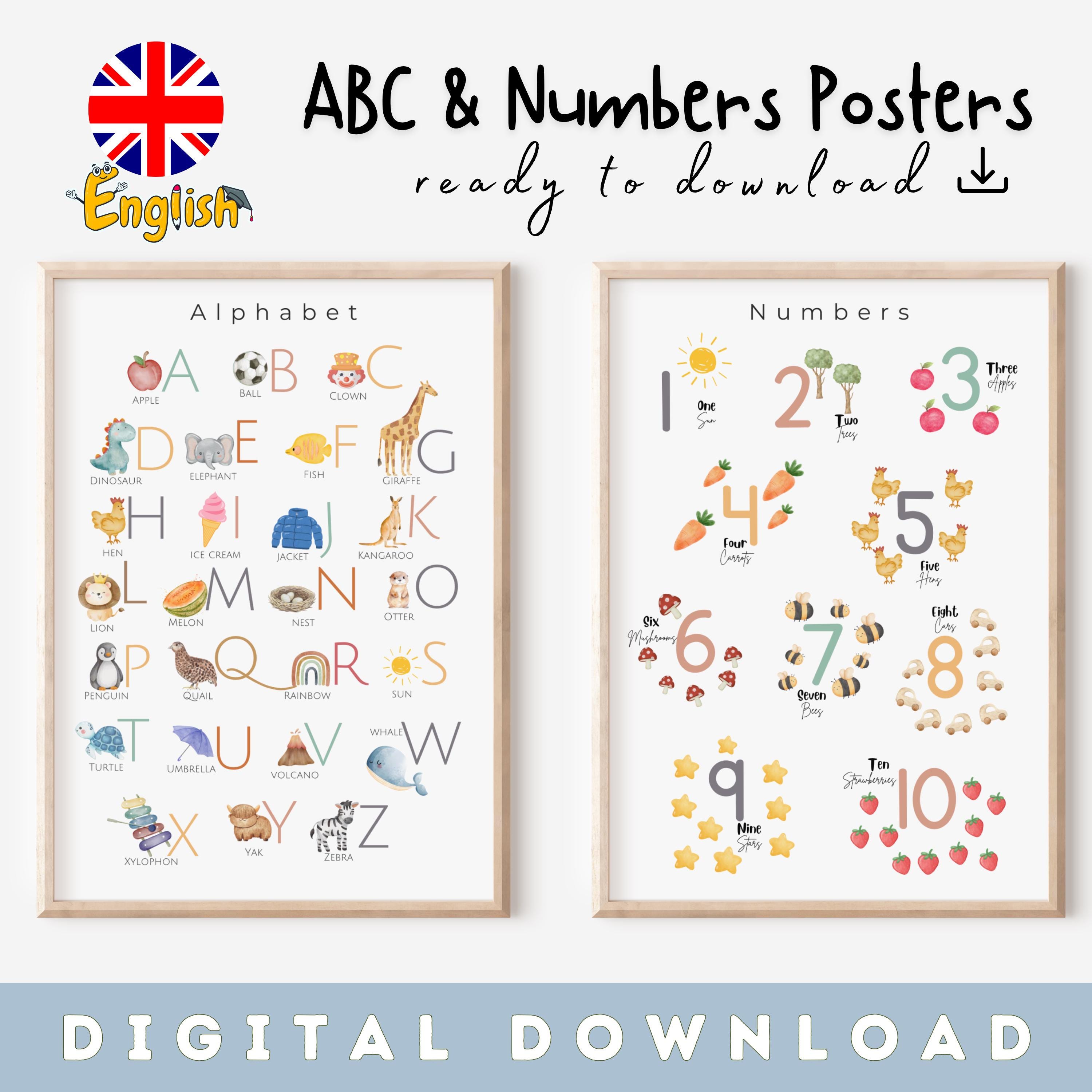 Montessori ABC and Numbers Poster Set: Educational Kids Room Decor ...