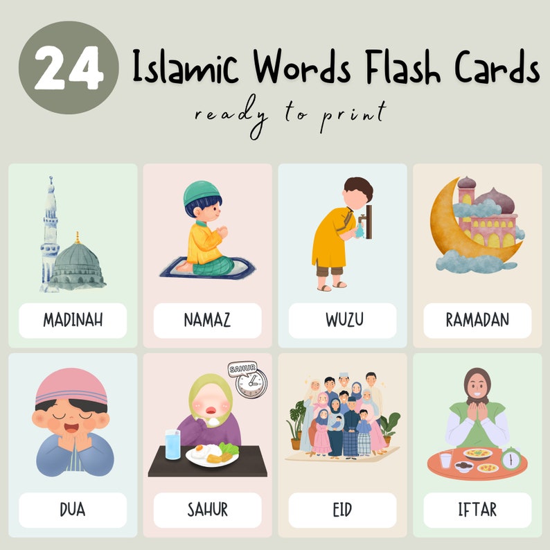 Islamic Words Flash Cards: Educational Preschool Learning (digital ...