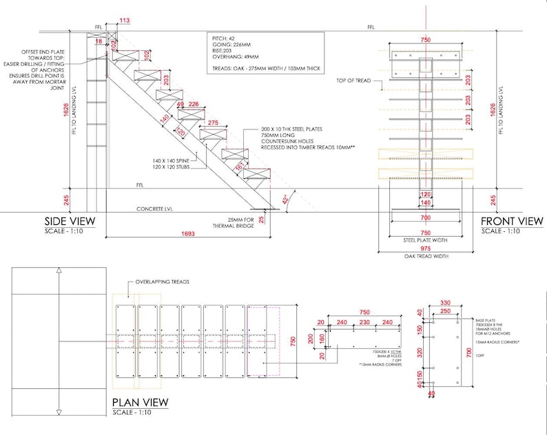 Central Spine Staircase - Steel Stringer Only. - Etsy