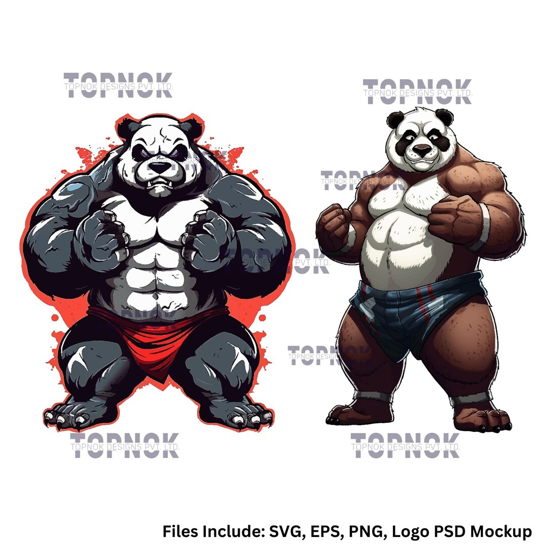 Muscular Panda Logo Svg Png Eps Logo Psd Mockup Angry - Etsy