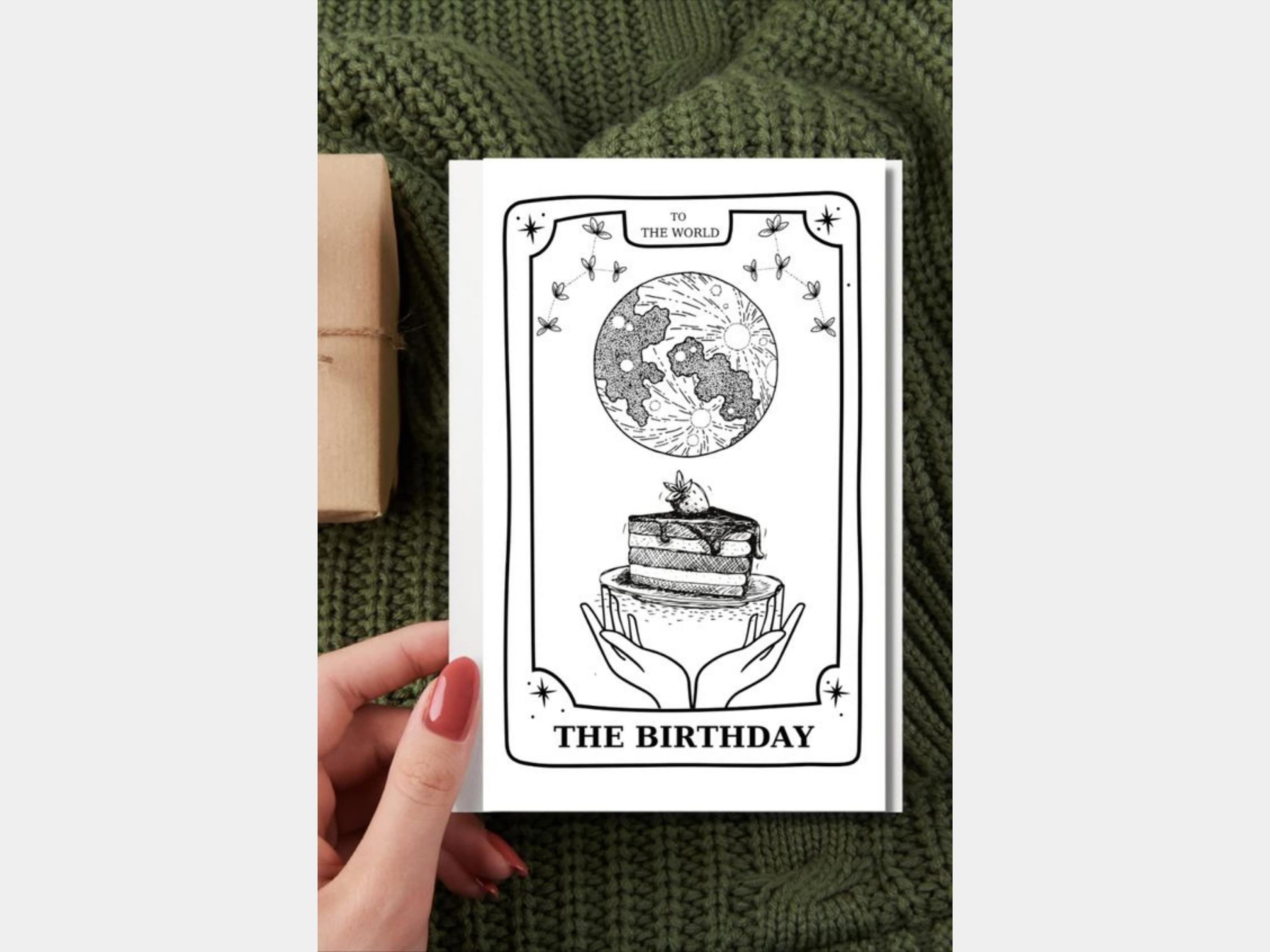 Tarot Birthday Card Birthday to the World Greeting Card Tarot Birthday ...