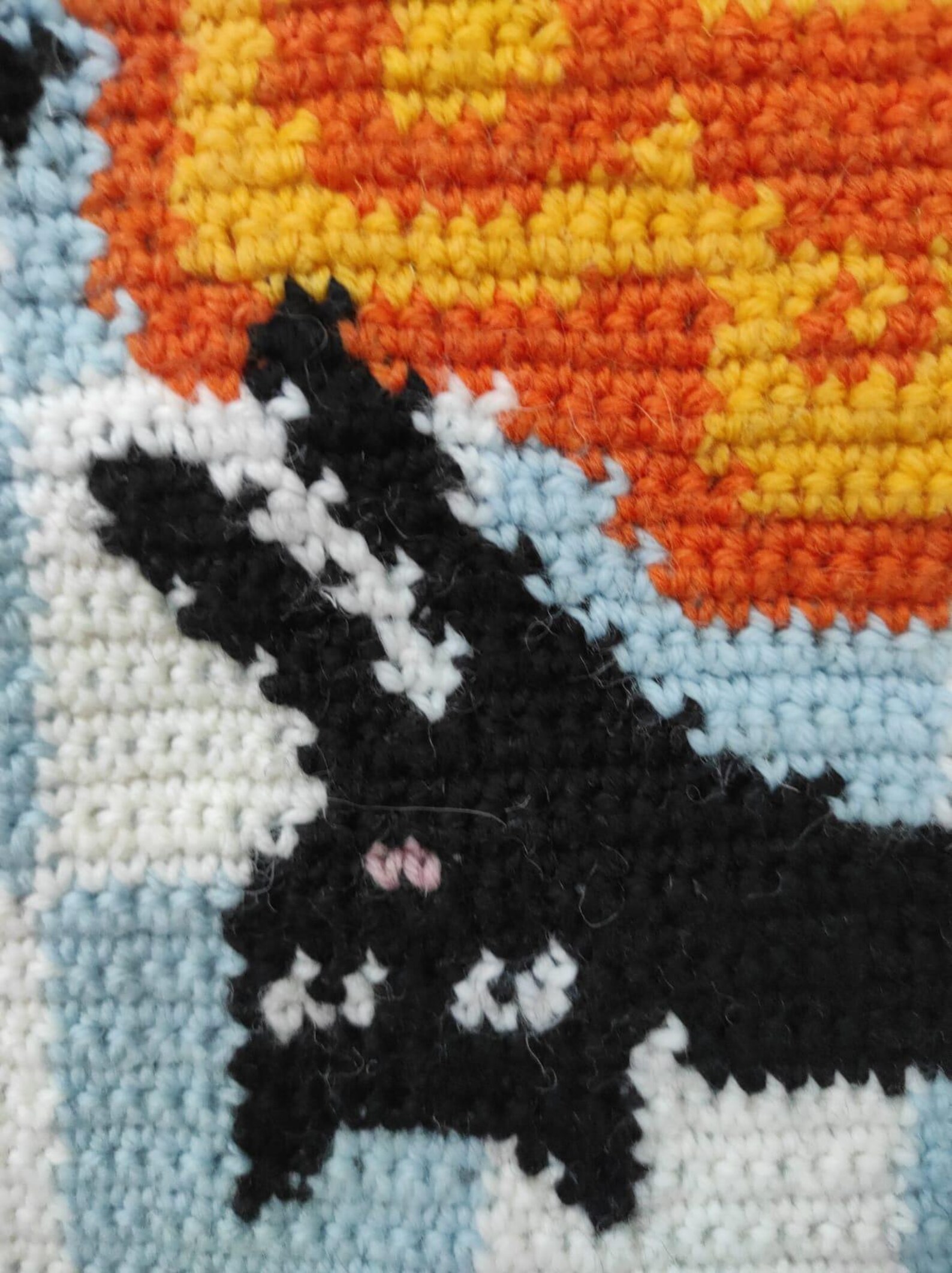 Cat Themed Crochet Wall Hanging Pattern ~ Cats Running Around an Orange ...