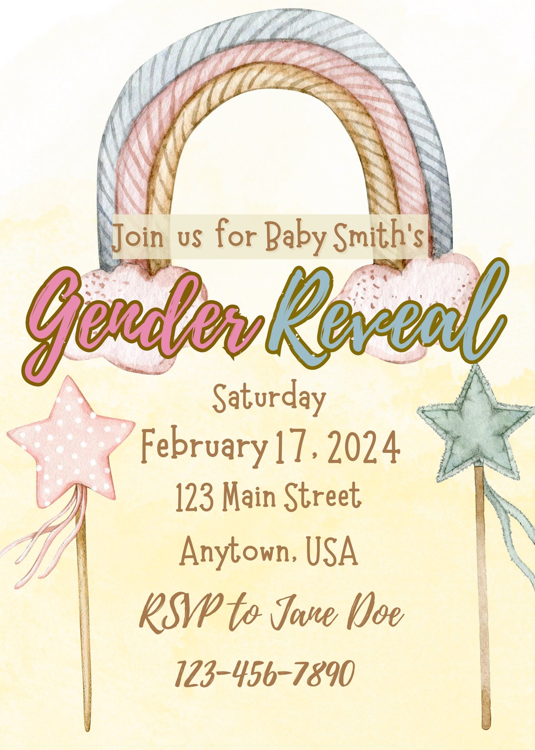 Gender Reveal Digital Invitation Template - Etsy