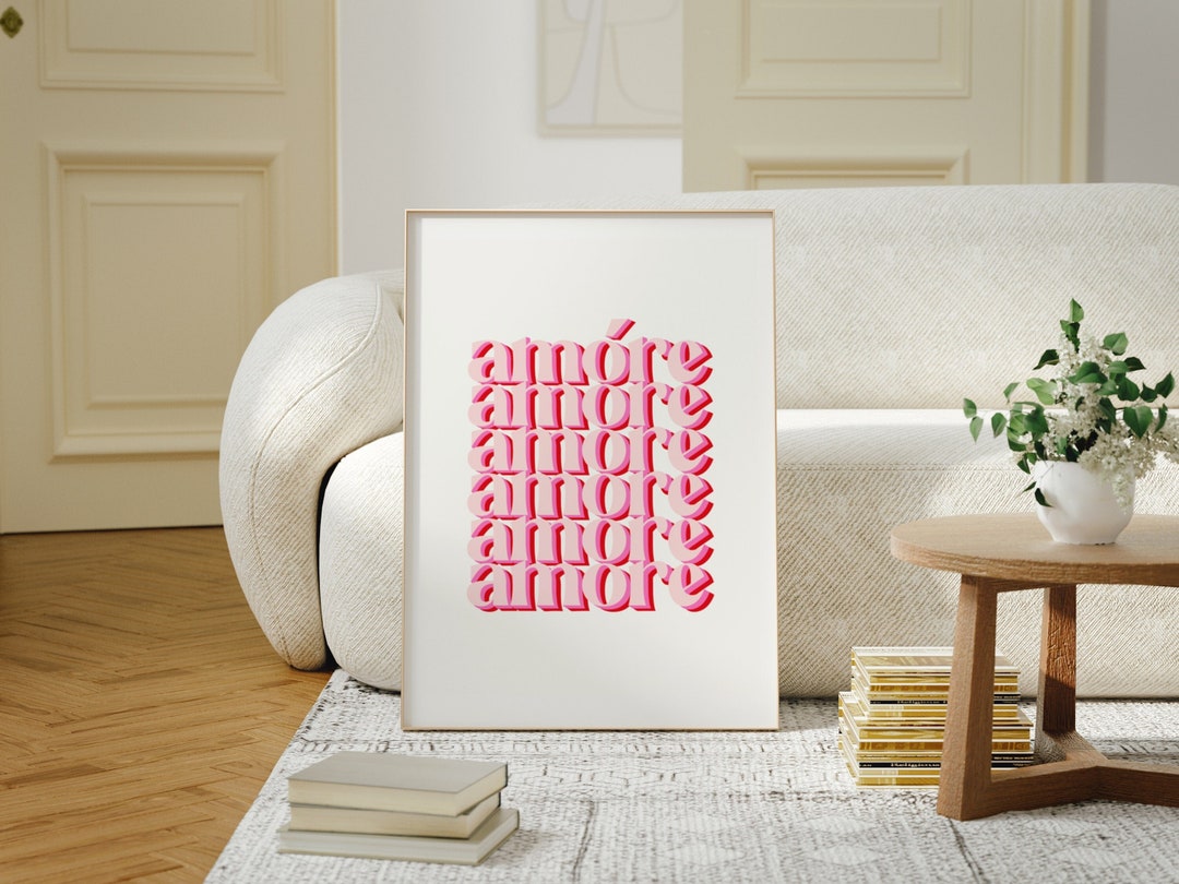 Amore Poster, Printable Poster, Valentine Poster, Romantic Poster, Pink ...
