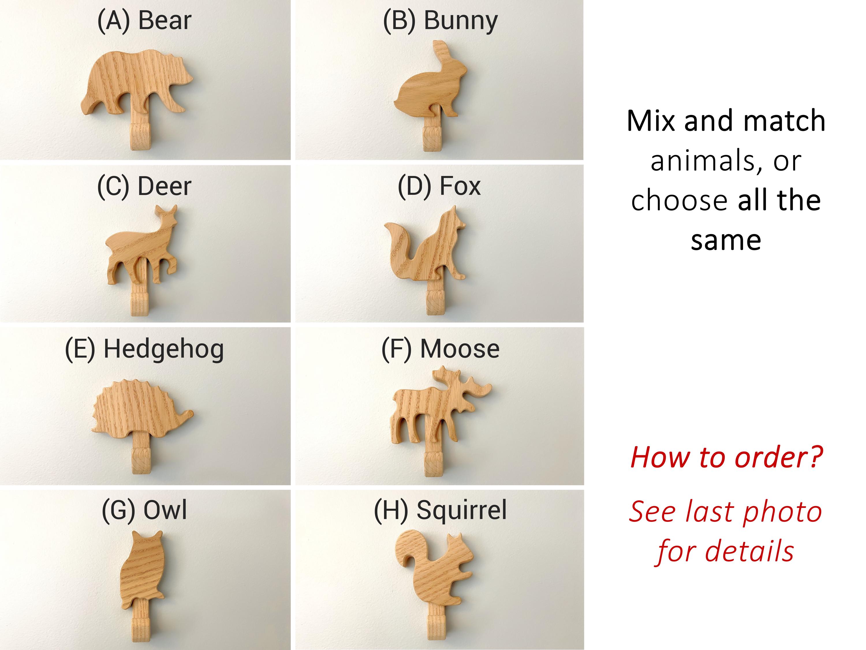 Woodland Animal Wall Hooks for Kids Room. Forest Decor for Nursery and ...
