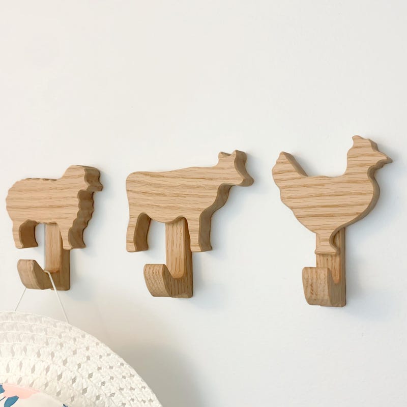 Wooden Farm Wall Hooks - Etsy