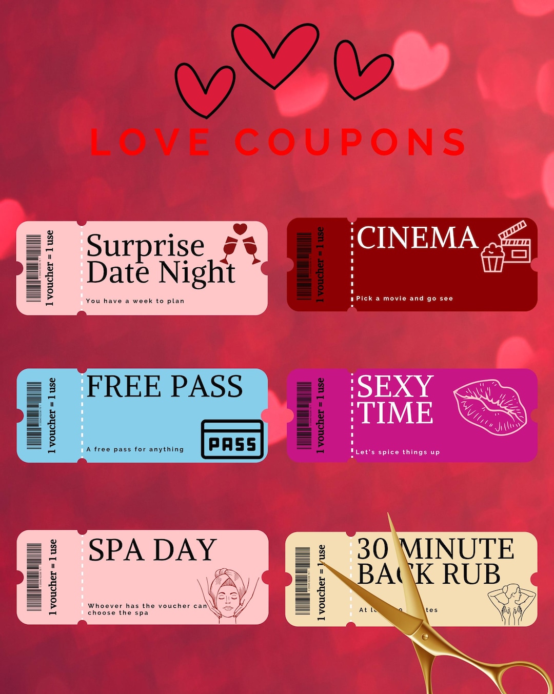 Printable Romantic & Fun Voucher Set | Date Night Coupons | Digital ...