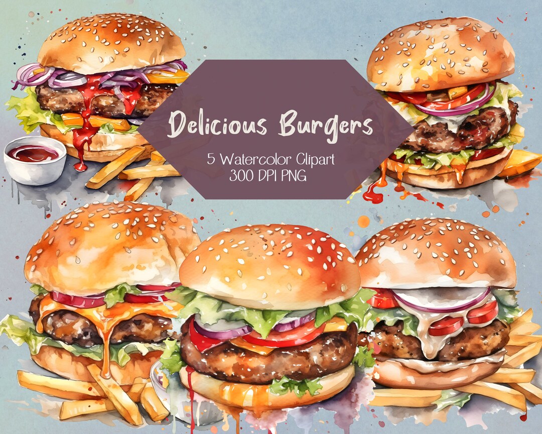 Summer Bbq Invitation Clipart BBQ Invite Watercolor Burger Clipart ...