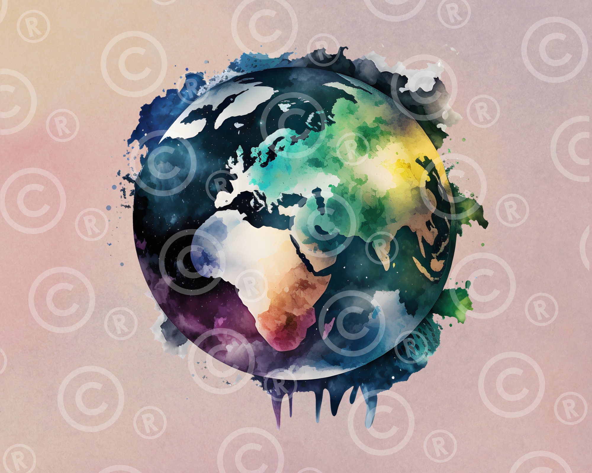 Earth Clipart Bundle, Earth Clipart Watercolor, Watercolor Earth, Earth ...