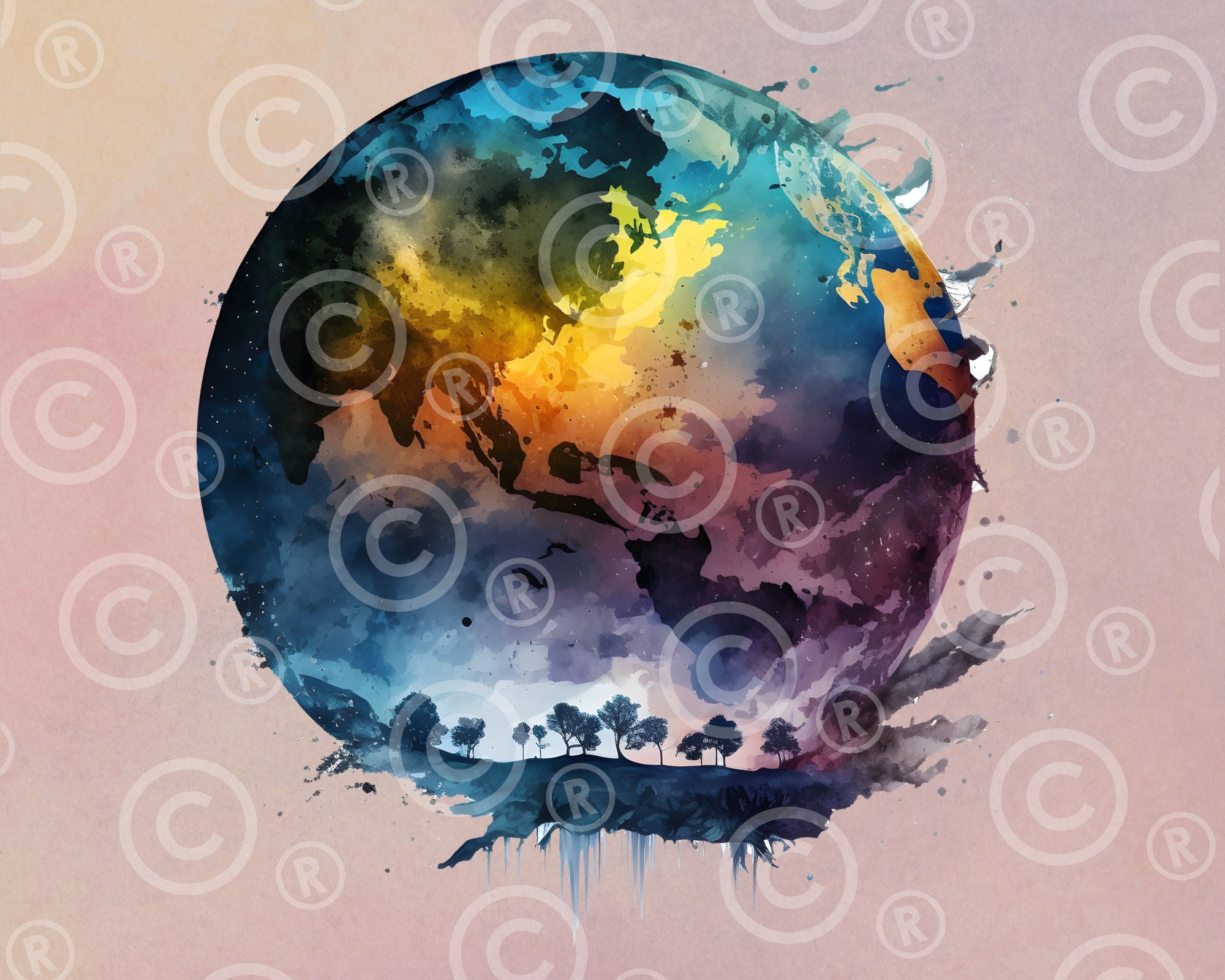 Earth Clipart Bundle, Earth Clipart Watercolor, Watercolor Earth, Earth ...