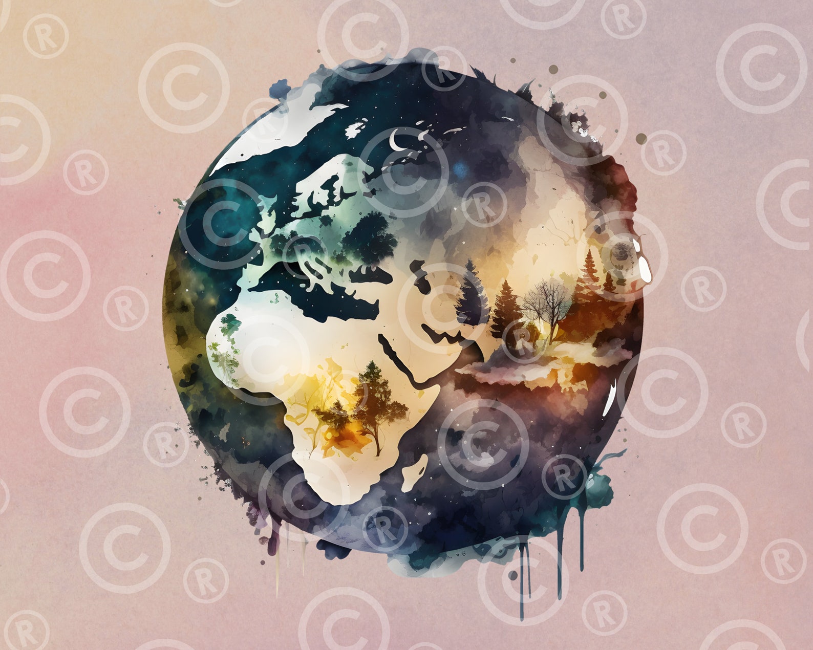 Earth Clipart Bundle, Earth Clipart Watercolor, Watercolor Earth, Earth ...