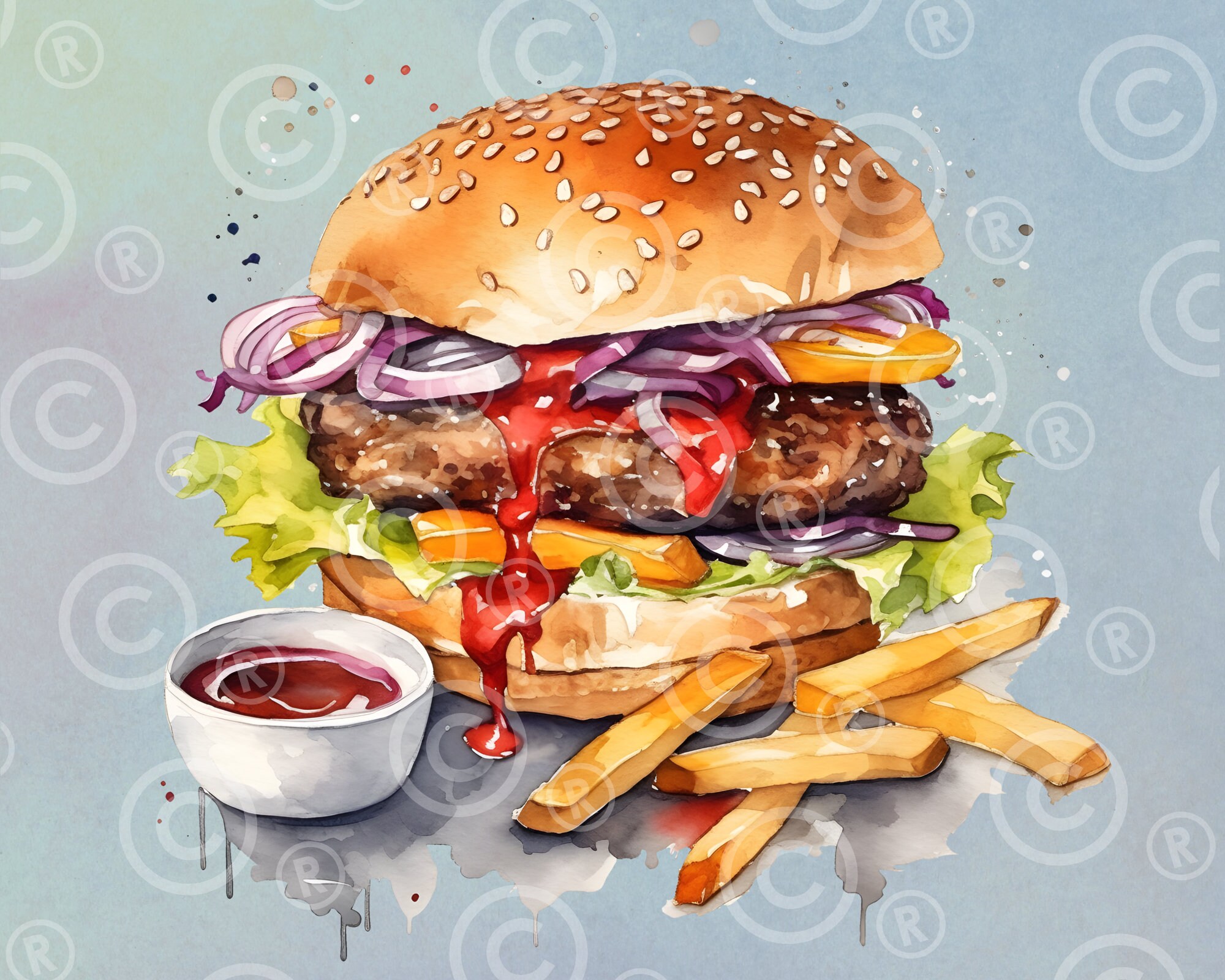 Summer Bbq Invitation Clipart BBQ Invite Watercolor Burger Clipart ...