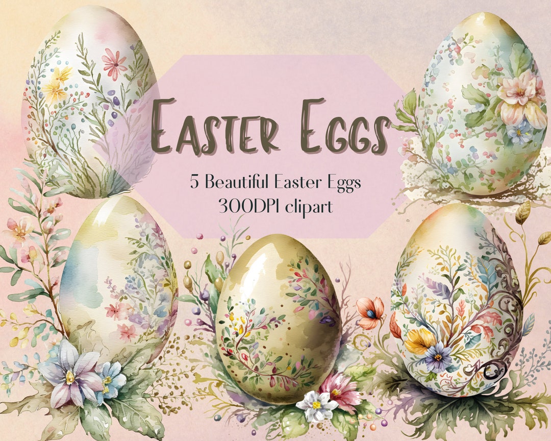 Golden Easter Eggs, Spring Flowers, Easter Egg Clipart, Easter Clip Art ...