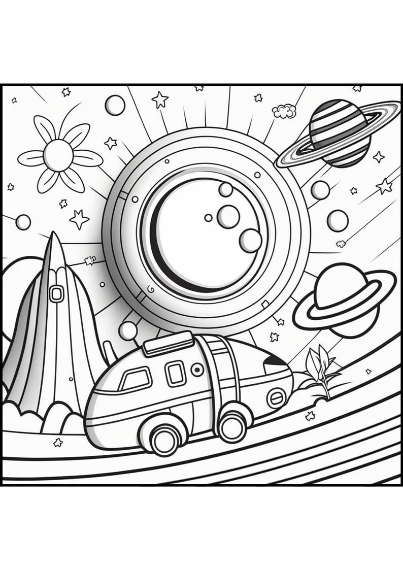 Printable Colouring Sheets, Instant Download, 8 X Cosmos, Alien ...