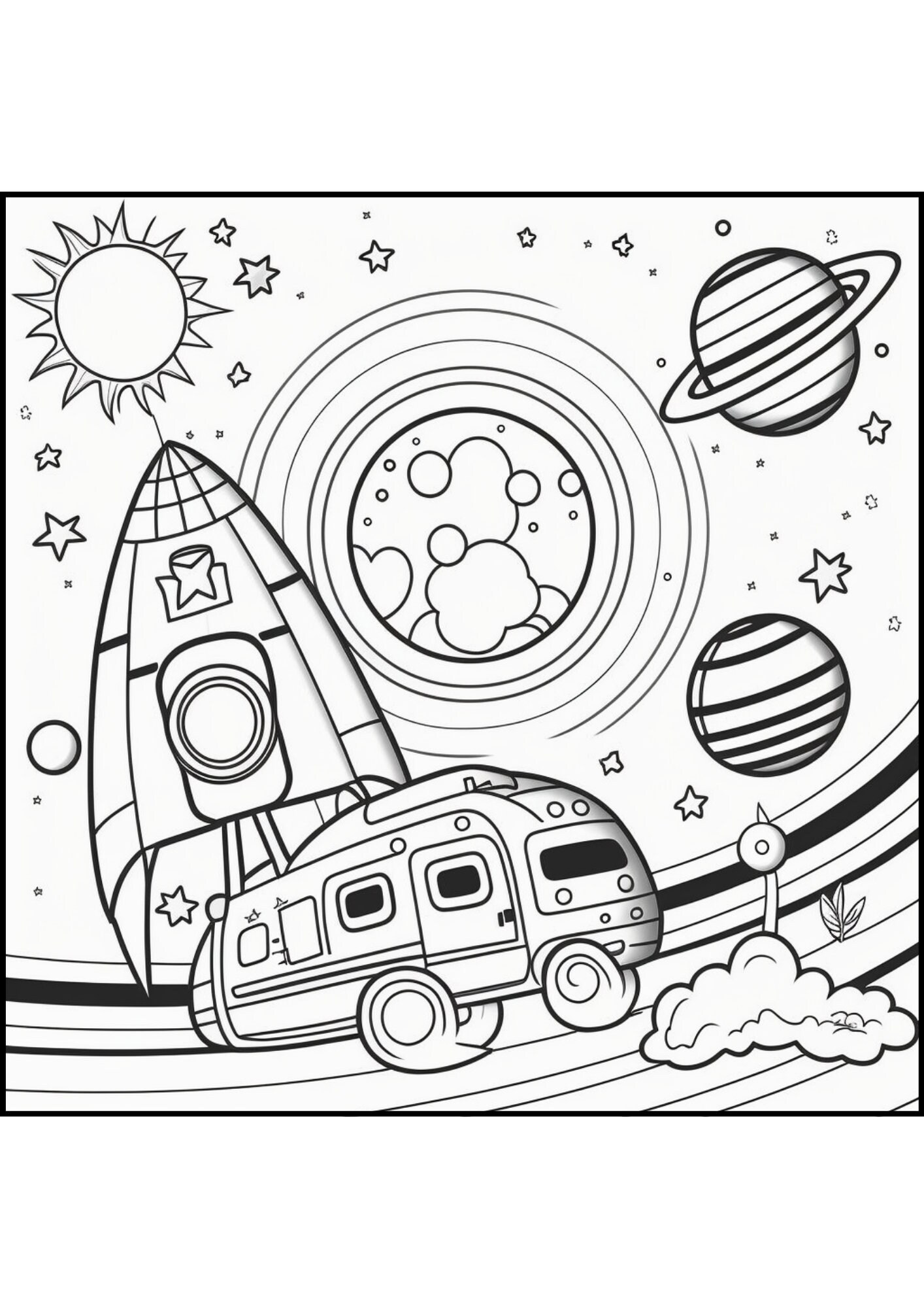 Printable Colouring Sheets, Instant Download, 8 X Cosmos, Alien ...