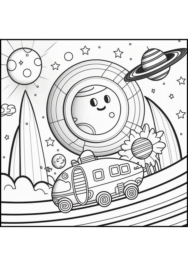Printable Colouring Sheets, Instant Download, 8 X Cosmos, Alien ...
