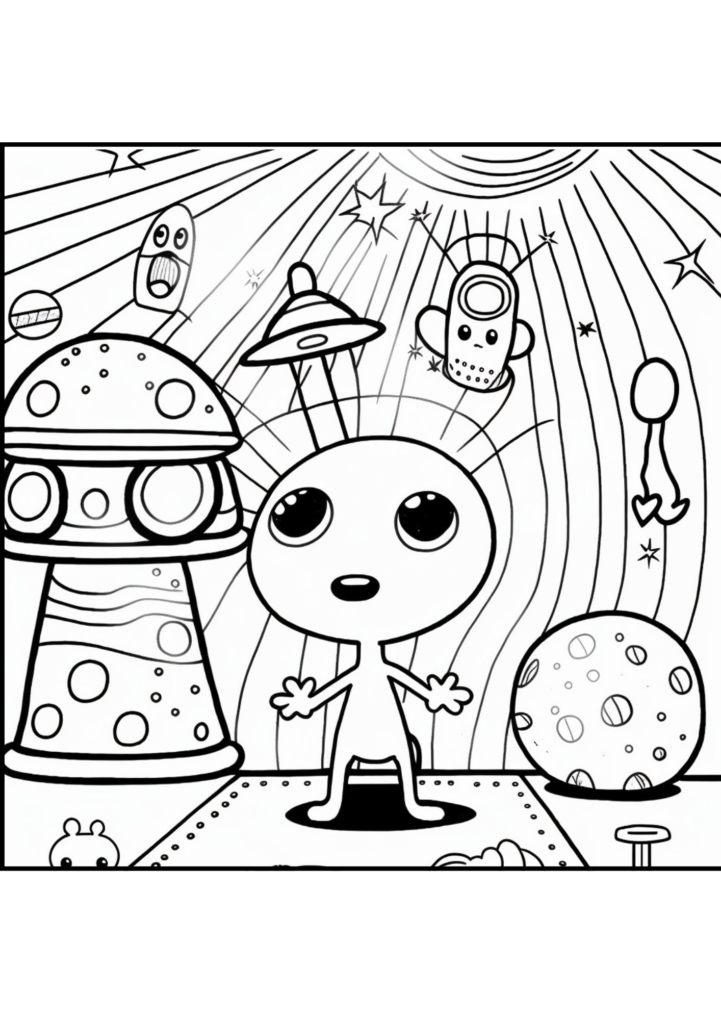Printable Colouring Sheets, Instant Download, 8 X Cosmos, Alien ...